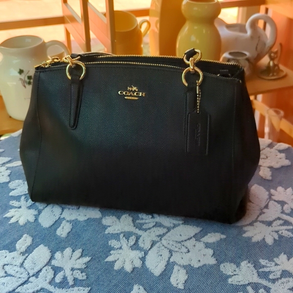 Coach | Bags | Coach Leather Christie Handbag Satchel Carryall Midnight ...